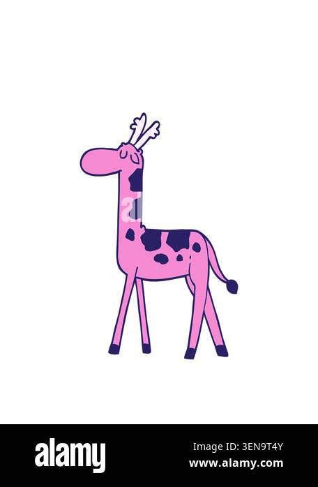 stretching up animation of cartoon doodle walking giraffe Stock Video ...