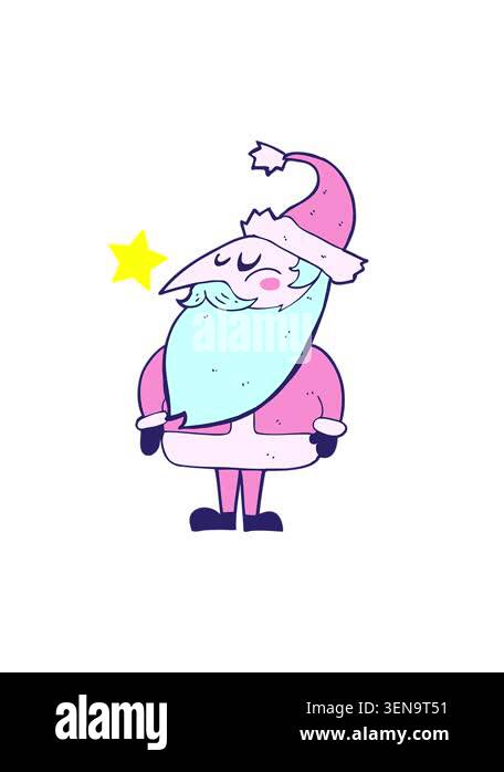 twinkling stars effect animation of quirky cartoon of santa claus Stock ...
