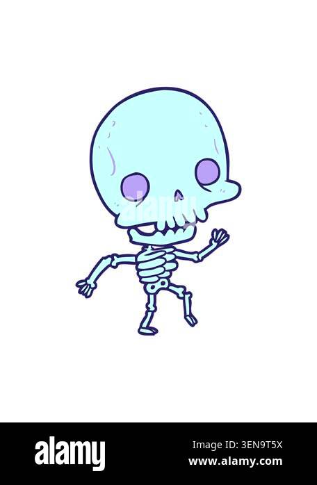 popping motion animation of cute cartoon dancing skeleton Stock Video ...