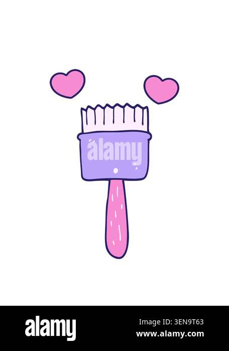 spinning hearts animation of cartoon paintbrush Stock Video Footage - Alamy