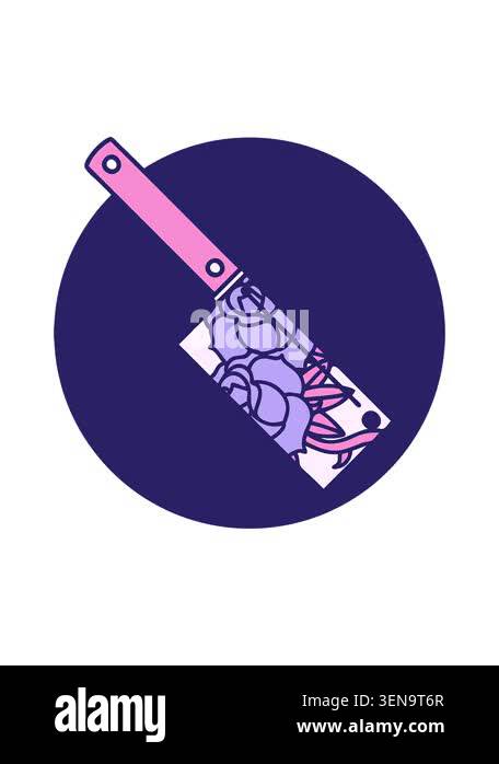 spinning motion animation of tattoo style image of a cleaver and ...