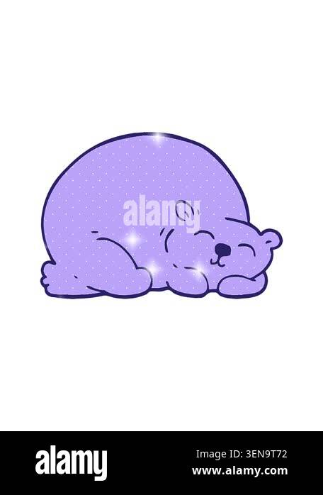 glitter effect animation of cartoon doodle happy polar bear sleeping ...