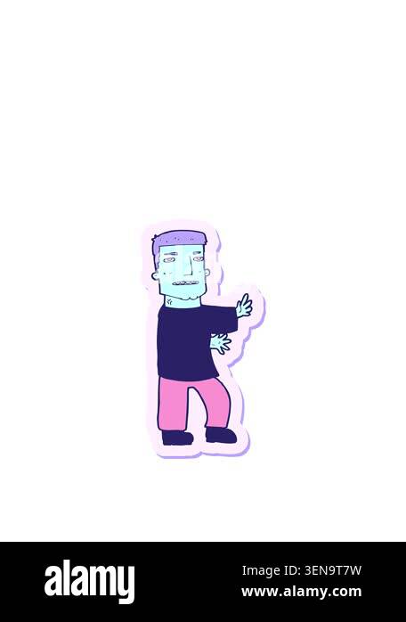 stretching up animation of sticker of a cartoon man gesturing Stock ...
