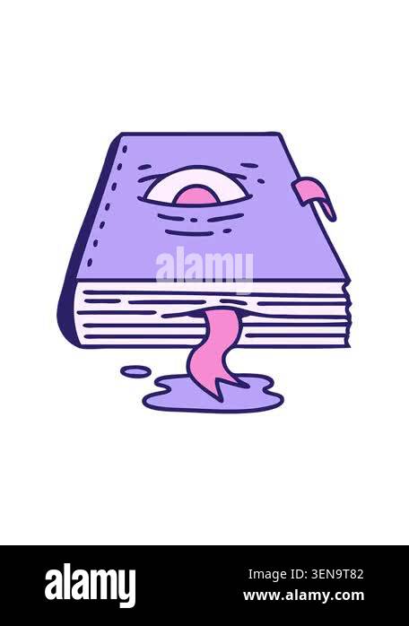 attention grabbing animation of cartoon of a spooky spellbook with ...