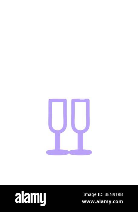 rise and float animation of champagne glasses symbol icon Stock Video ...