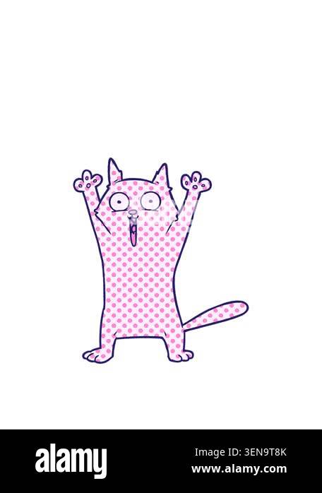 stretching up animation of happy cat cartoon Stock Video Footage - Alamy