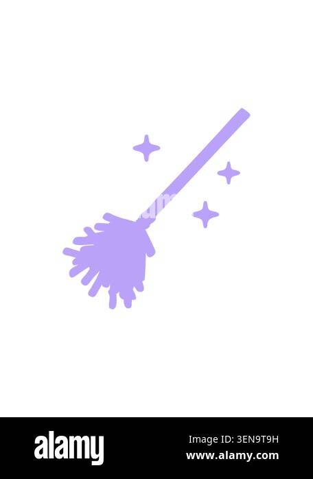 splitting effect animation of line doodle of a magic broomstick ...