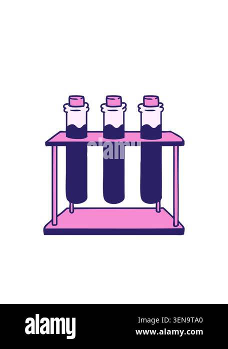blinking radial lines animation of hand drawn cartoon of a science test ...