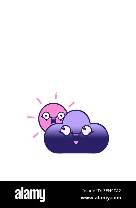 stretching up animation of gradient shaded cartoon of a storm cloud and ...