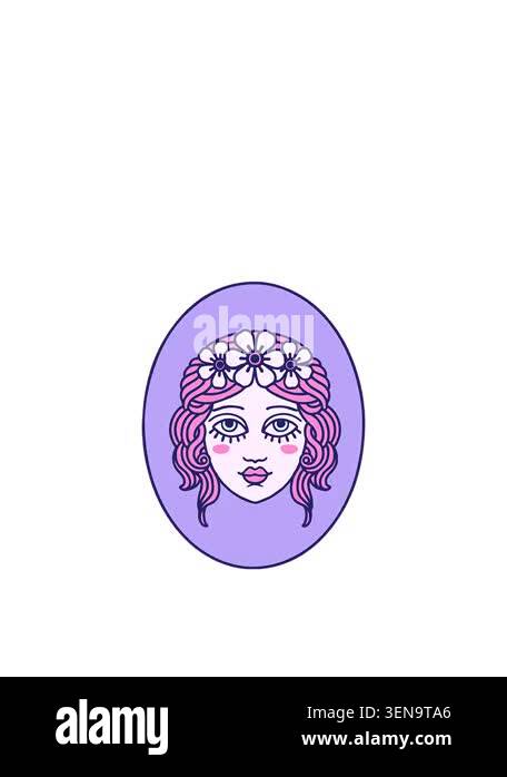 jumping motion animation of tattoo in traditional style of a maiden ...