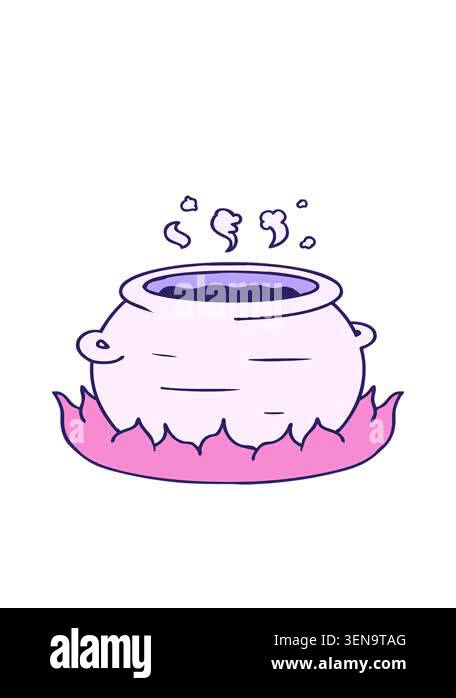 bobbing motion animation of hand drawn cartoon doodle of a pot of stew ...