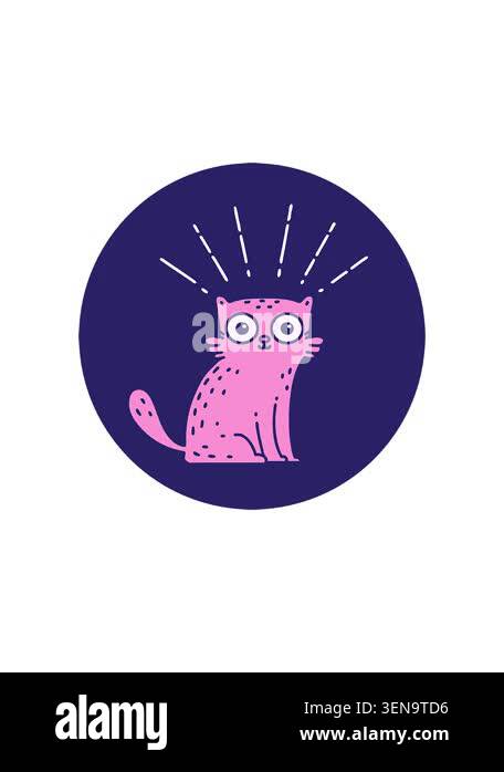 radioactive glowing animation of tattoo style surprised cat Stock Video ...