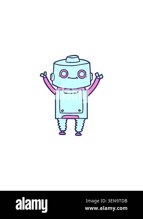 flashy sales animation of a cartoon android Stock Video Footage - Alamy