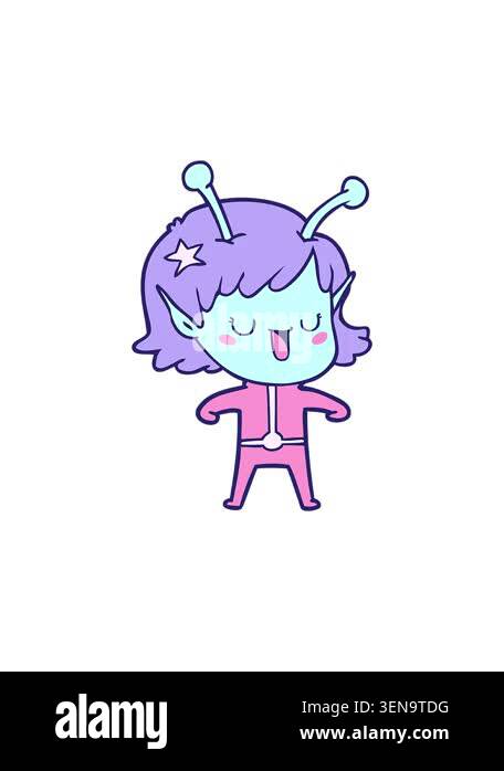 radioactive glowing animation of happy alien girl cartoon Stock Video ...