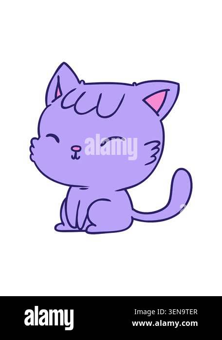 pressure popping animation of cartoon design of cute kawaii cat Stock ...