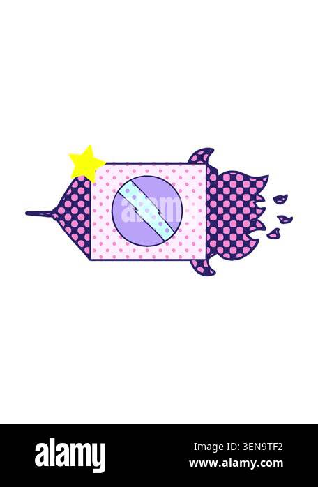 twinkling stars effect animation of cartoon space rocket drawing Stock ...