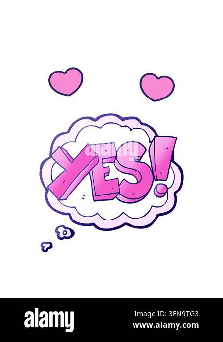 spinning hearts animation of thought bubble cartoon yes symbol Stock ...