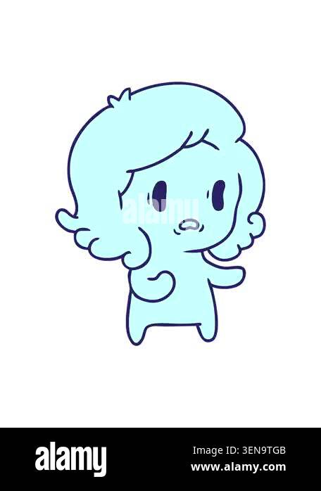 shivering motion animation of freehand drawn cartoon of kawaii scary ...