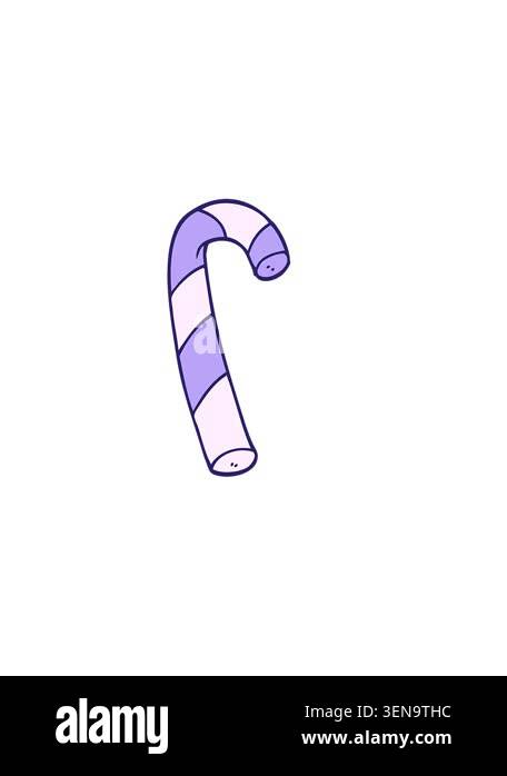 horizontally vibrating animation of cartoon doodle striped candy cane ...