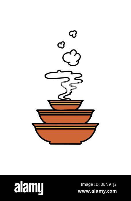 bobbing motion animation of stack of japanese steaming food bowls Stock ...