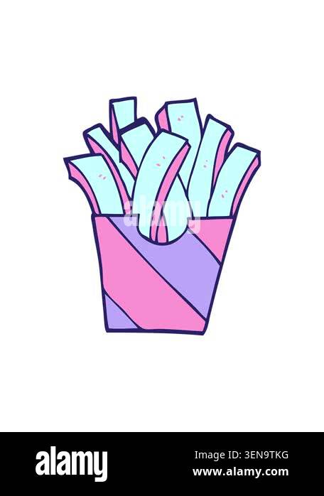 attention grabbing animation of cartoon doodle takeout fries Stock ...
