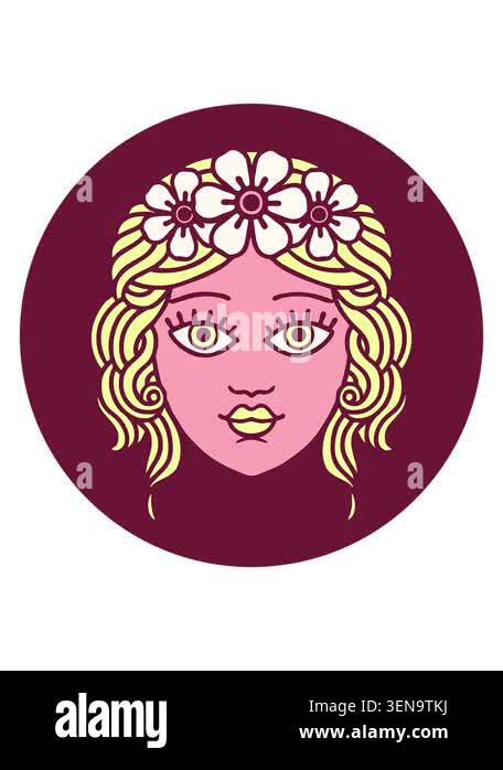 shine light effect animation of iconic tattoo style image of female ...