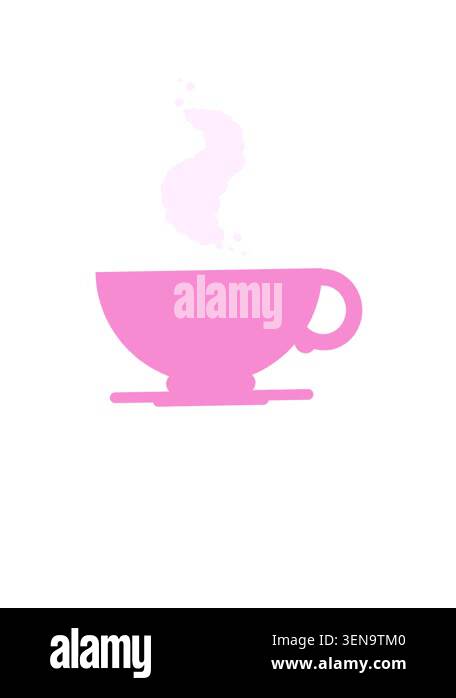 rise and float animation of a Flat colour illustration of a hot cup of ...
