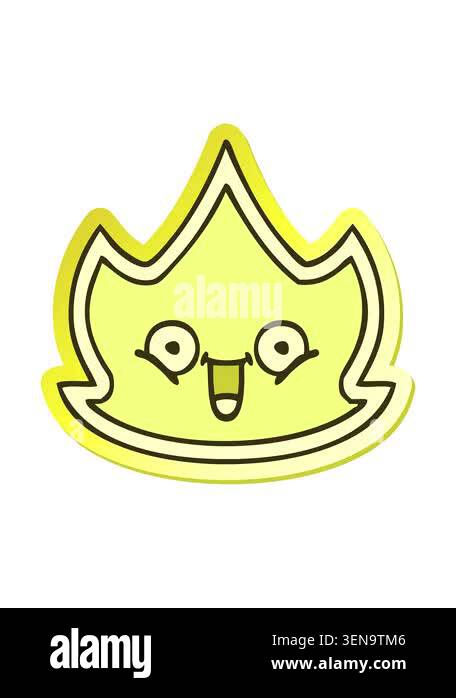 changing color animation of sticker of a cute cartoon happy fire Stock ...
