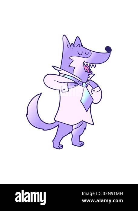 jiggle motion animation of cartoon office wolf getting dressed Stock ...
