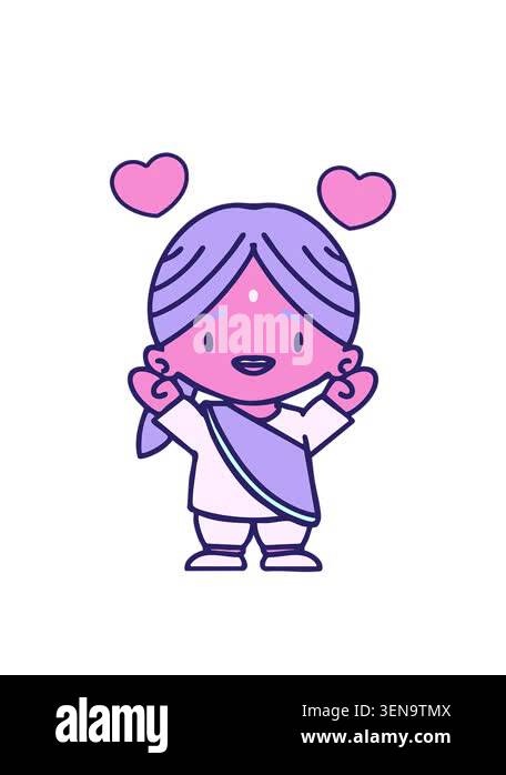 spinning hearts animation of happy indian woman with raised arms ...