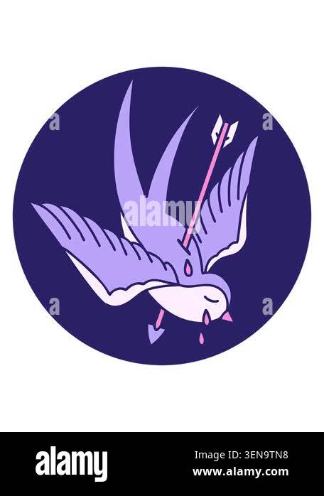 bobbing motion animation of tattoo style image of a swallow crying ...