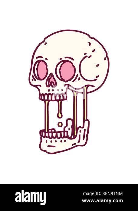 jiggle and pause animation of design of a skull in bright glow color ...