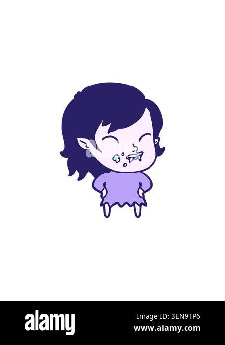splitting effect animation of vampire girl with blood on cheek Stock ...