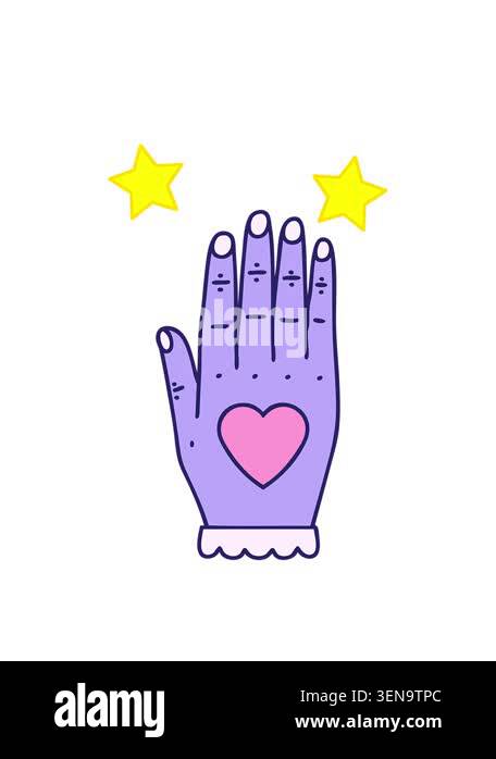 spinning stars animation of iconic tattoo style image of a hand design ...