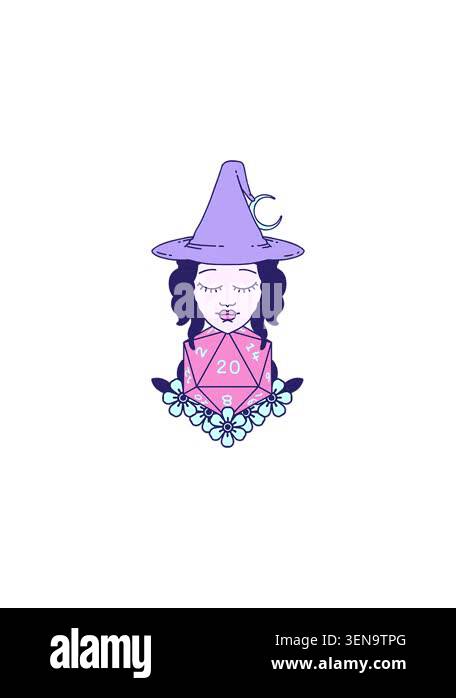 starburst effect animation of Retro Tattoo Style human witch with ...