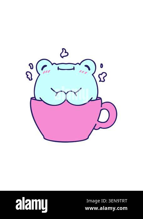 starburst effect animation of cartoon of a cute frog sitting in a ...