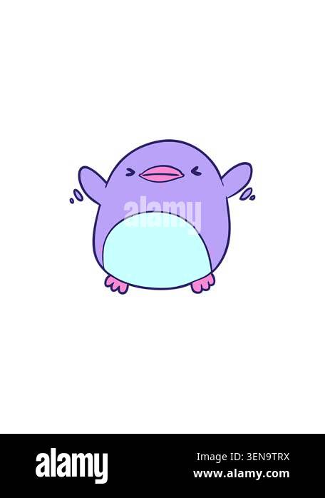 radioactive glowing animation of cute cartoon penguin flapping wings ...