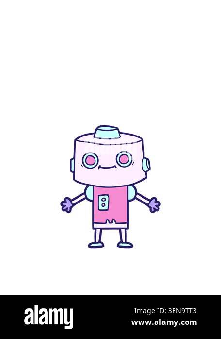 jumping motion animation of a doodle of a robot Stock Video Footage - Alamy