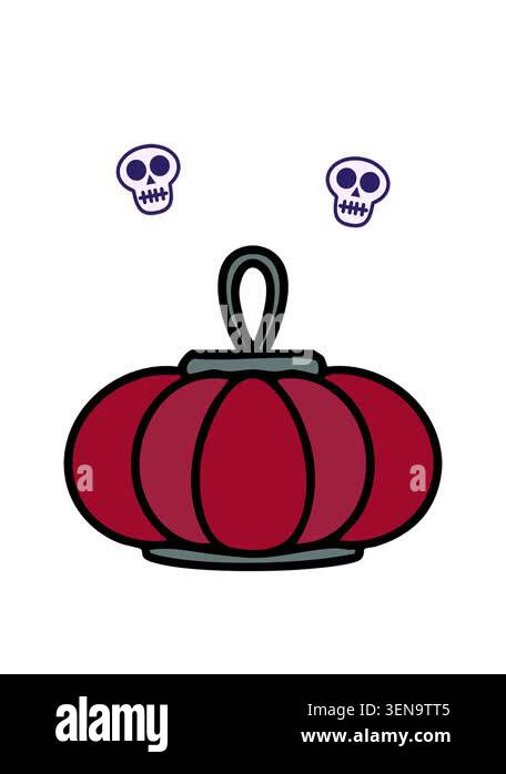 spinning skulls animation of japanese style colorful paper lantern ...