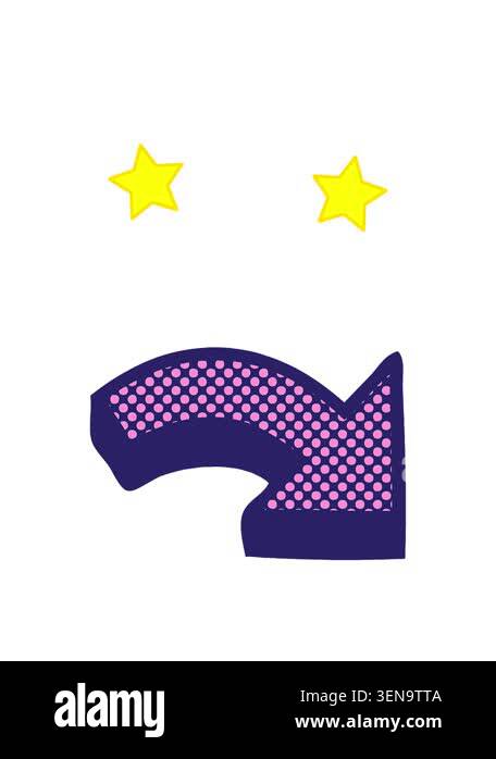spinning stars animation of comic book cartoon of a pointing arrow ...