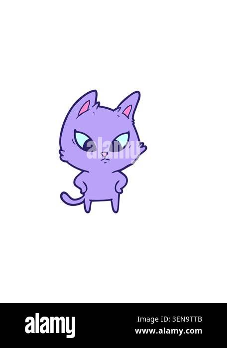 horizontally vibrating animation of confused cartoon cat Stock Video ...