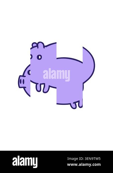 splitting motion animation of cute cartoon of a fat pig Stock Video ...