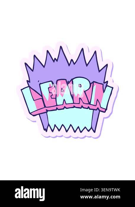 jiggle motion animation of sticker of a cartoon learn symbol Stock ...