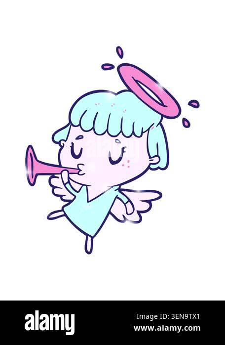 glitter effect animation of cute cartoon angel Stock Video Footage - Alamy