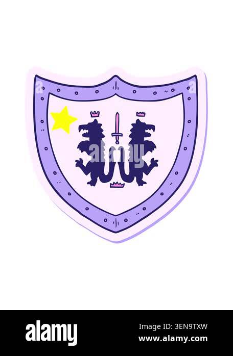 twinkling stars effect animation of sticker of a cartoon heraldic ...