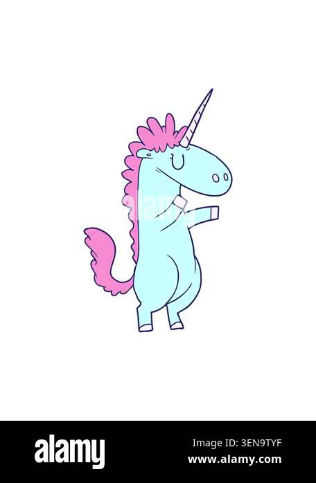 shivering motion animation of cartoon unicorn drawing Stock Video ...