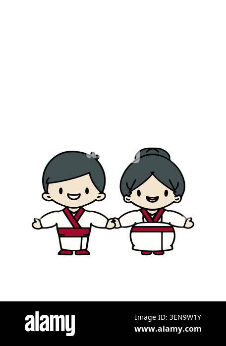 stretching up animation of Smiling Japanese couple getting married ...