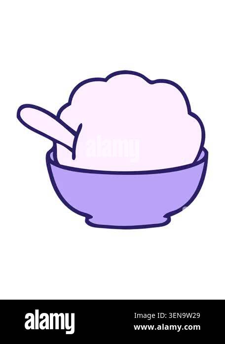 pixelize effect animation of hand drawn quirky cartoon ice cream bowl ...