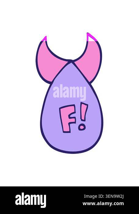 Vertical video showing animated cartoon bomb with 'F!' text, isolated ...
