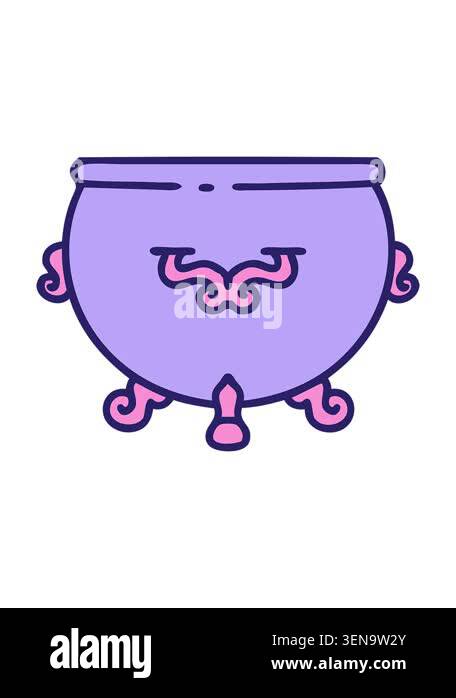 jiggle and pause animation of iconic tattoo style image of a cauldron ...